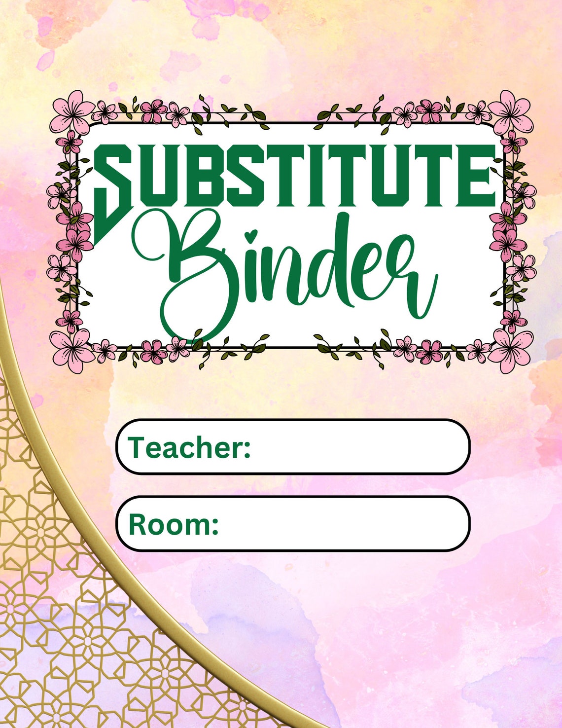 Substitute Binder ,teacher Substitute ,sub Teacher Binder , Digital ...