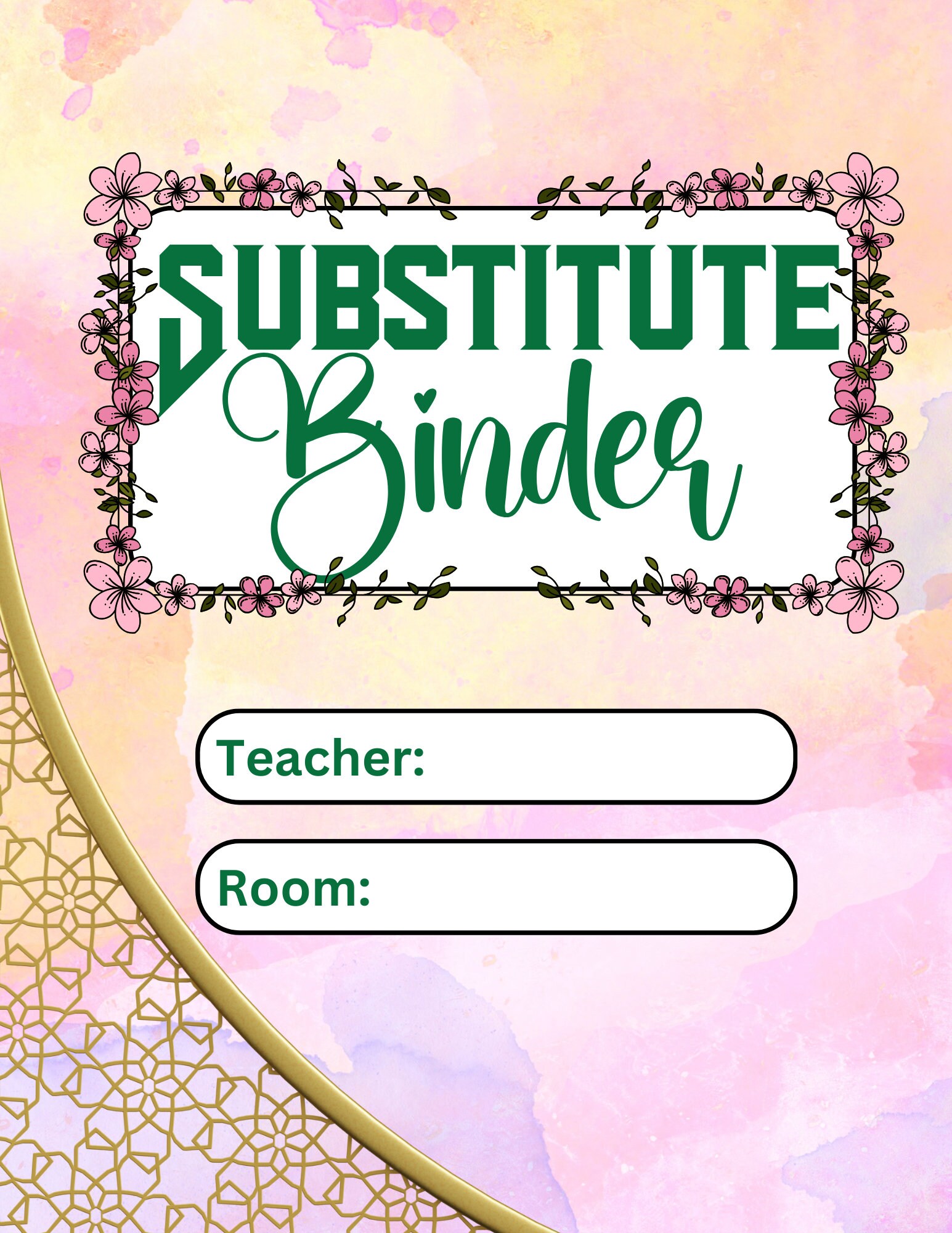Substitute Binder ,teacher Substitute ,sub Teacher Binder , Digital ...