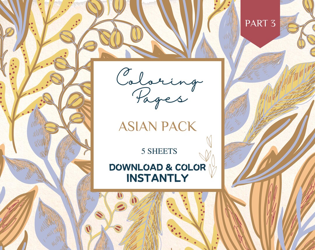 Asian Theme Coloring Book (part 3) / Instant Download PDF Pages - Etsy