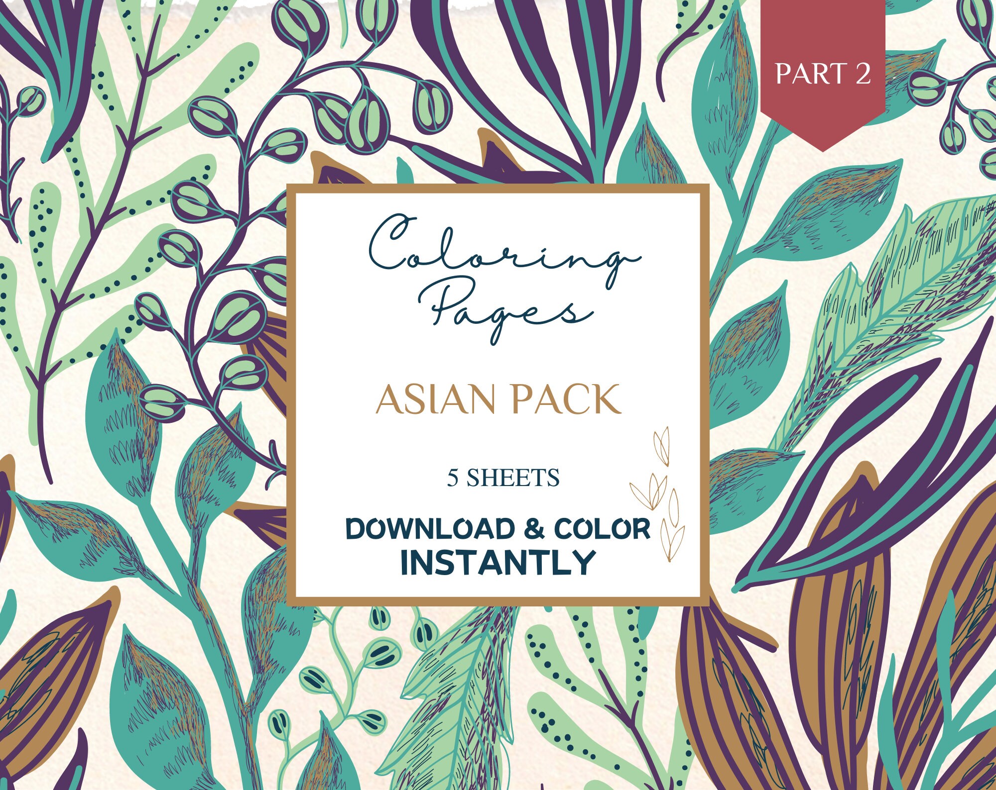 Asian Theme Coloring Book (part 2) / Instant Download PDF Pages - Etsy