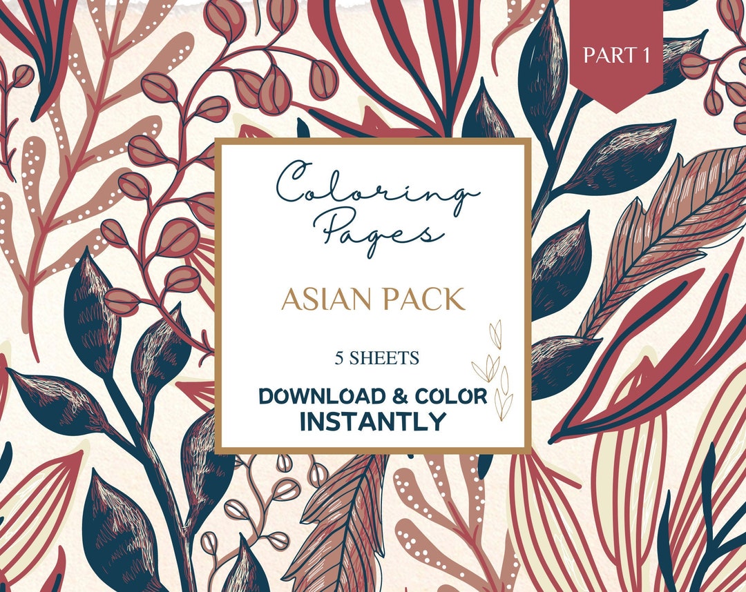 Asian Theme Coloring Book / Instant Download PDF Pages - Etsy