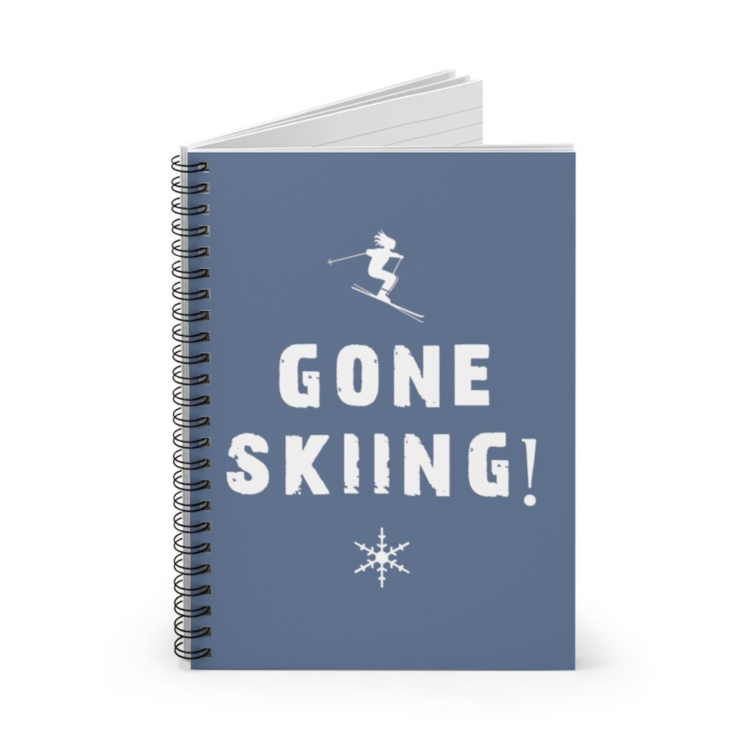 Gone Skiing Blue Spiral Notebook, Skiing Journal, Blank Book, Back to ...