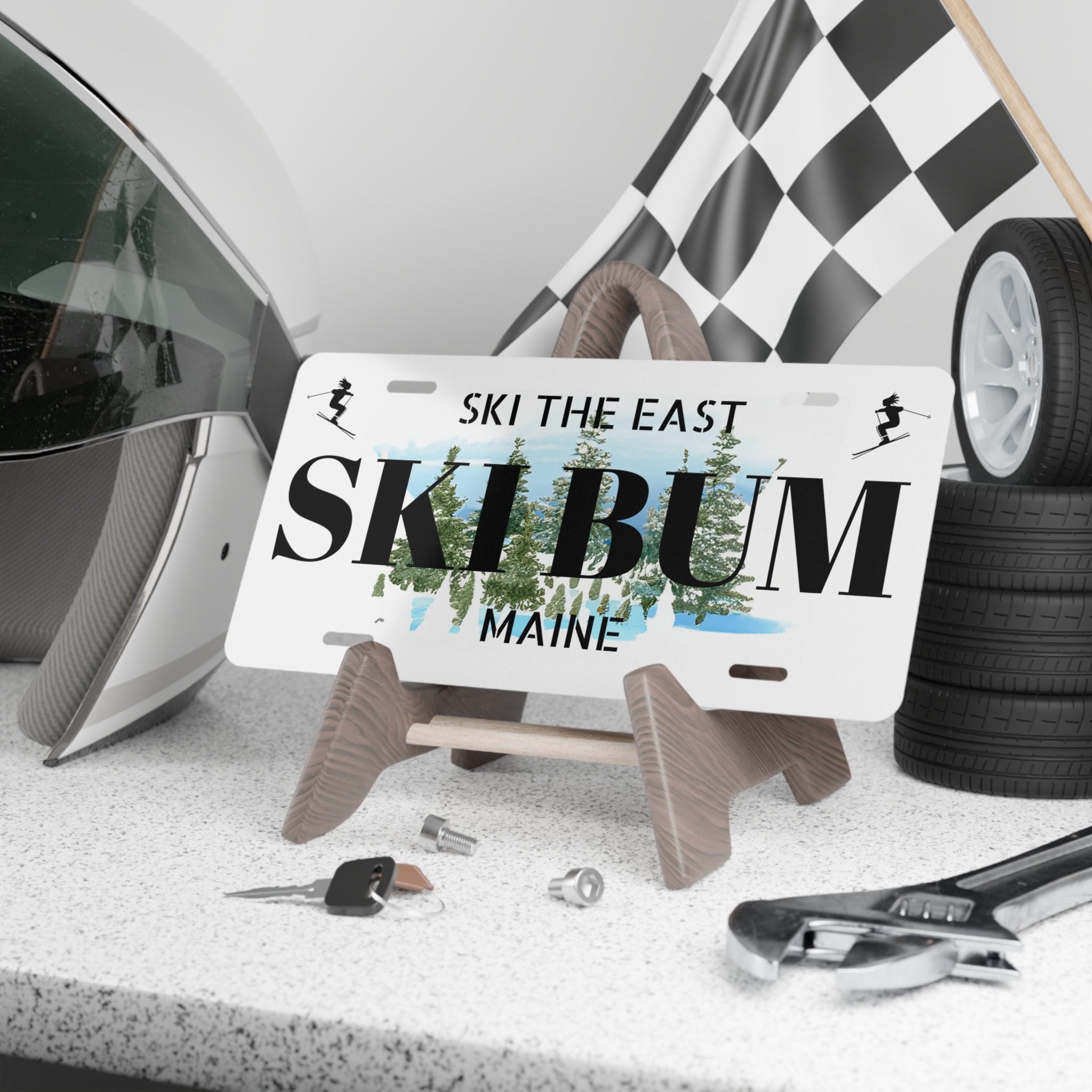 SKI BUM Maine - Vanity Plate, Skiing Car Accessories, Custom License ...