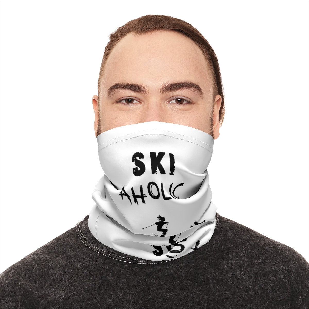 Ski Aholic White Neck Gaiter, Ski Mask, Unisex Skiing Gifts, Couples ...