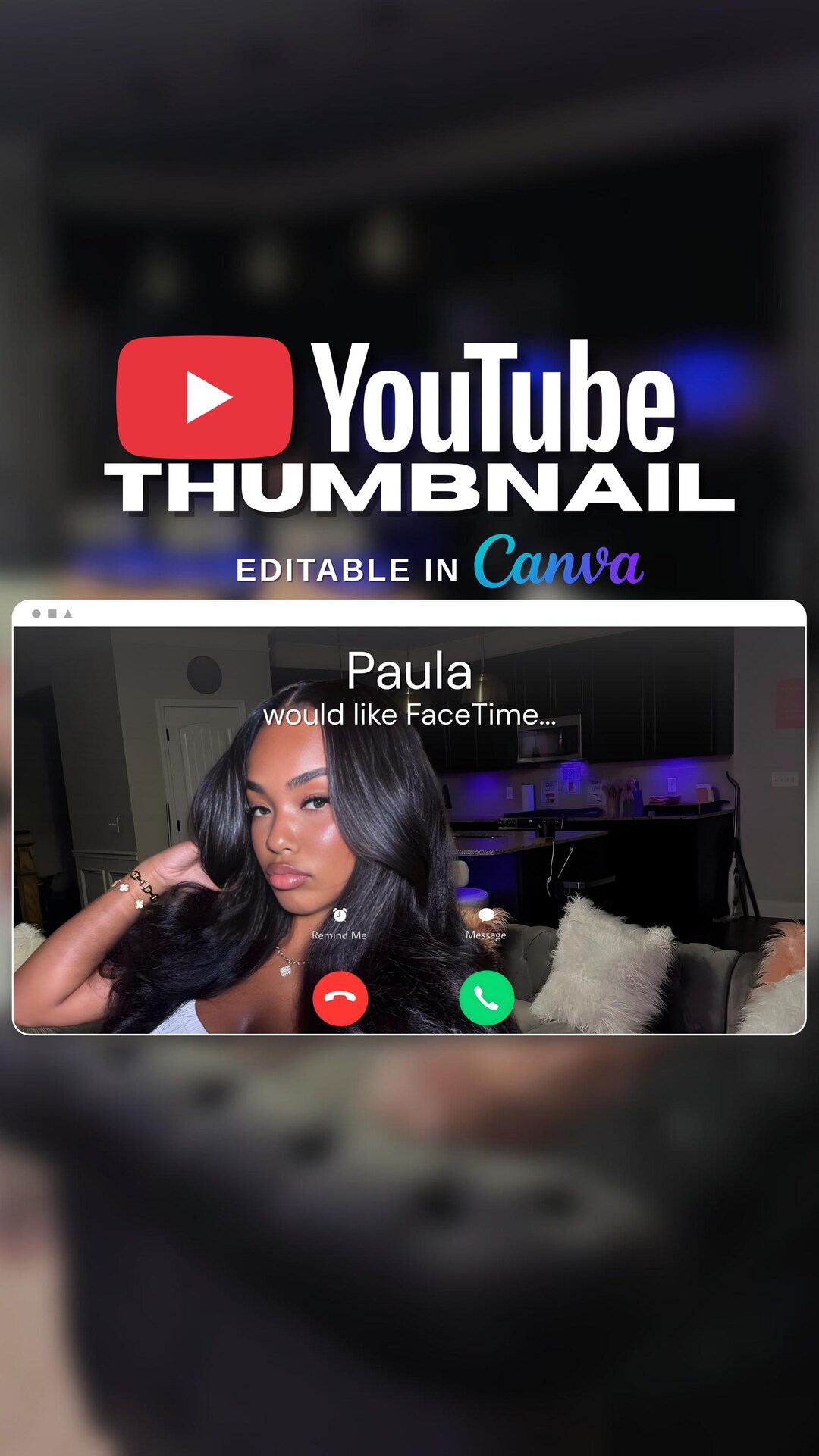 Youtube Thumbnail Editable in Canva | Facetime Call Thumbnail Template ...