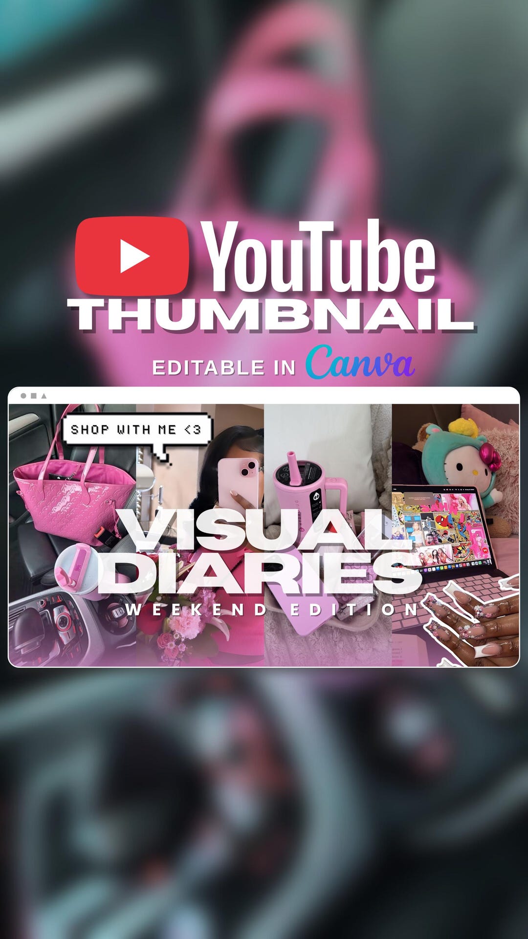 Youtube Thumbnail Editable in Canva | Visual Diaries Thumbnail Template ...