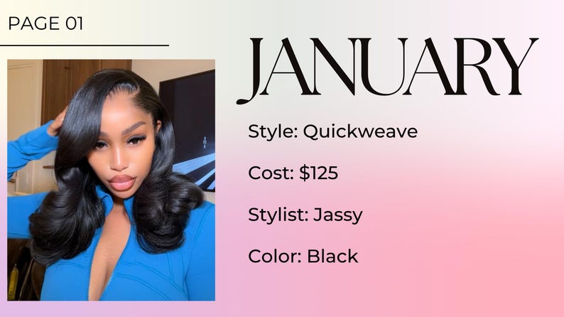 Hair Calendar Planner | Hair Appointment Tracker | Hairstyle Organizer ...