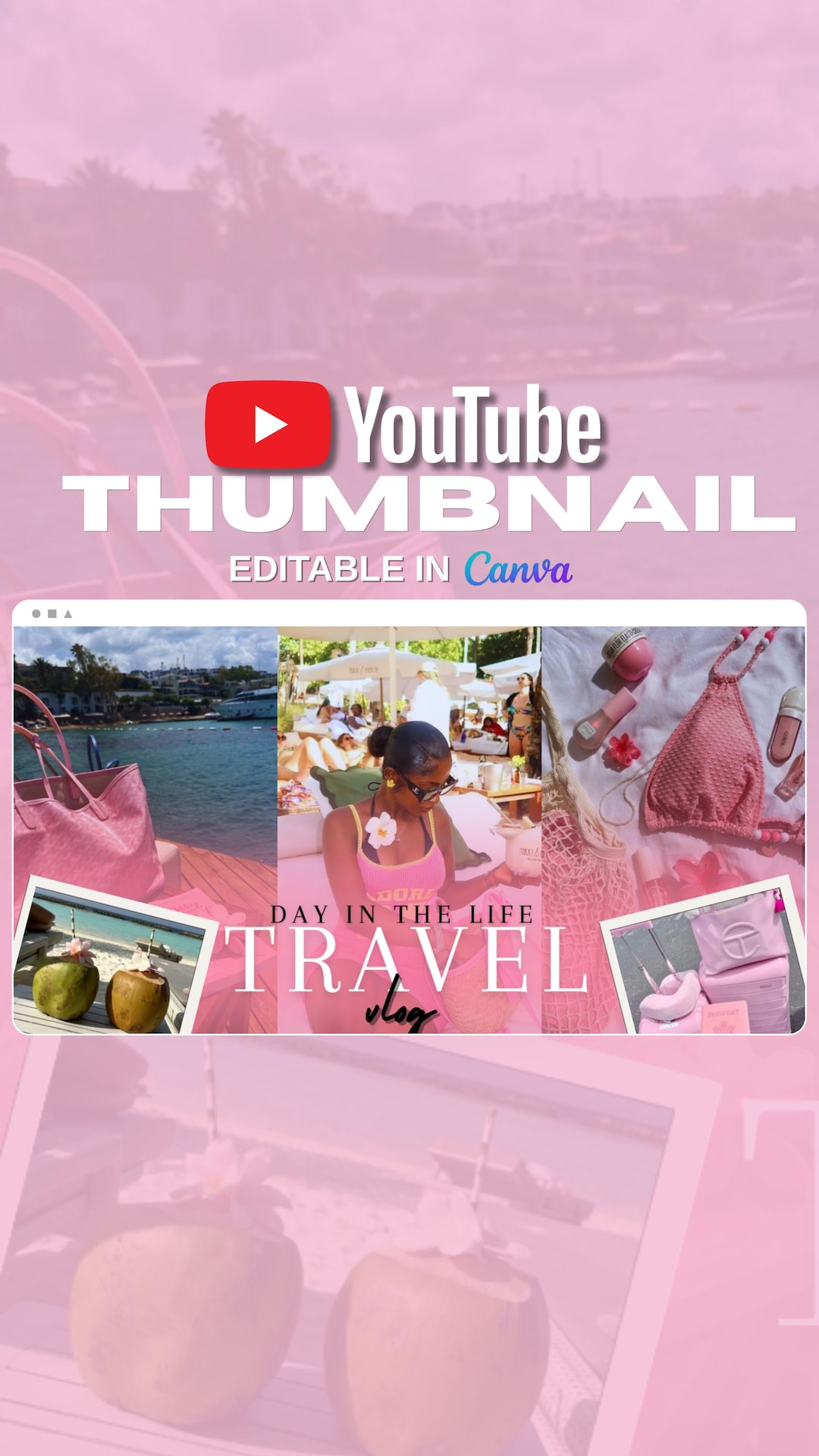 Day in the Life Youtube Thumbnail Template | Black Girl Vlogger Canva ...