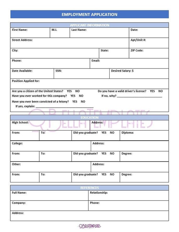 Basic Employment Application