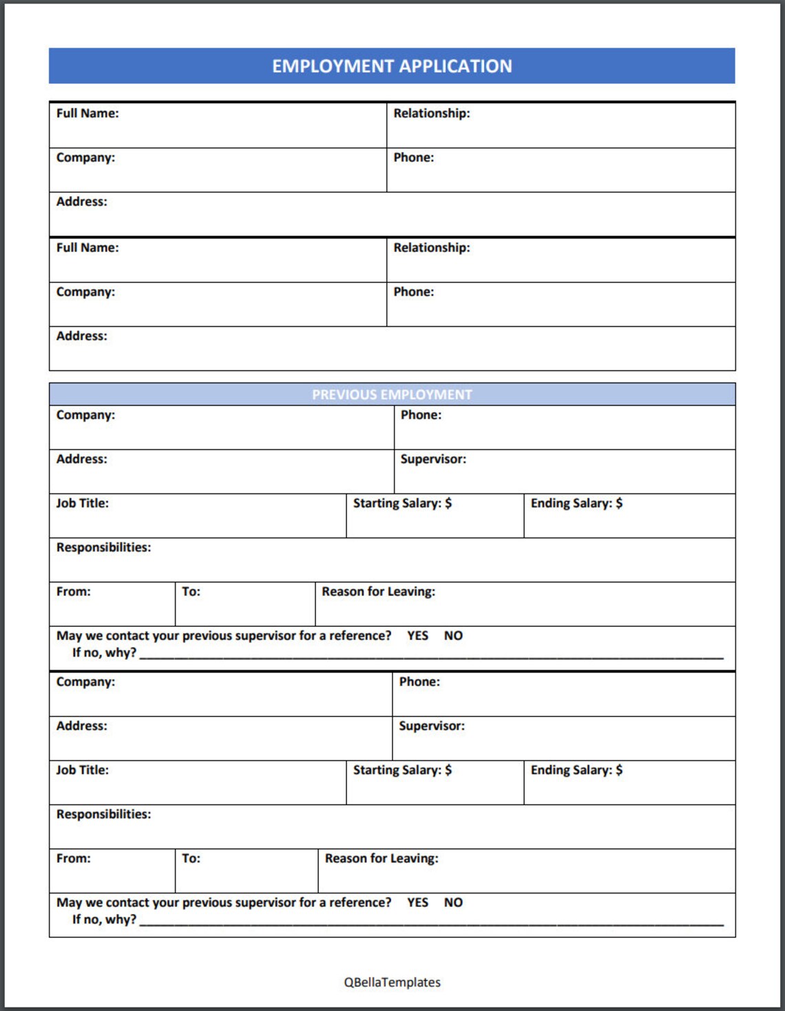 Basic Employment Application Download | Etsy