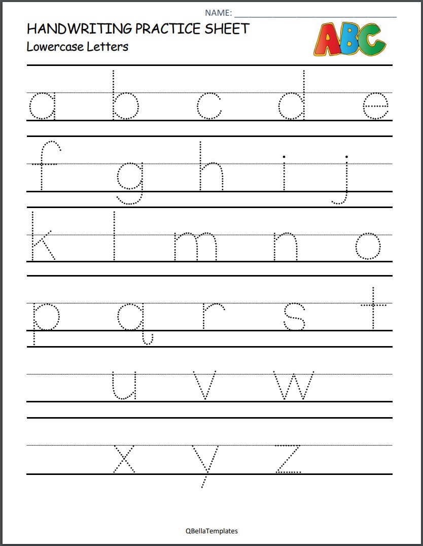 Handwriting Practice Sheets Download Blank Lowercase & | Etsy