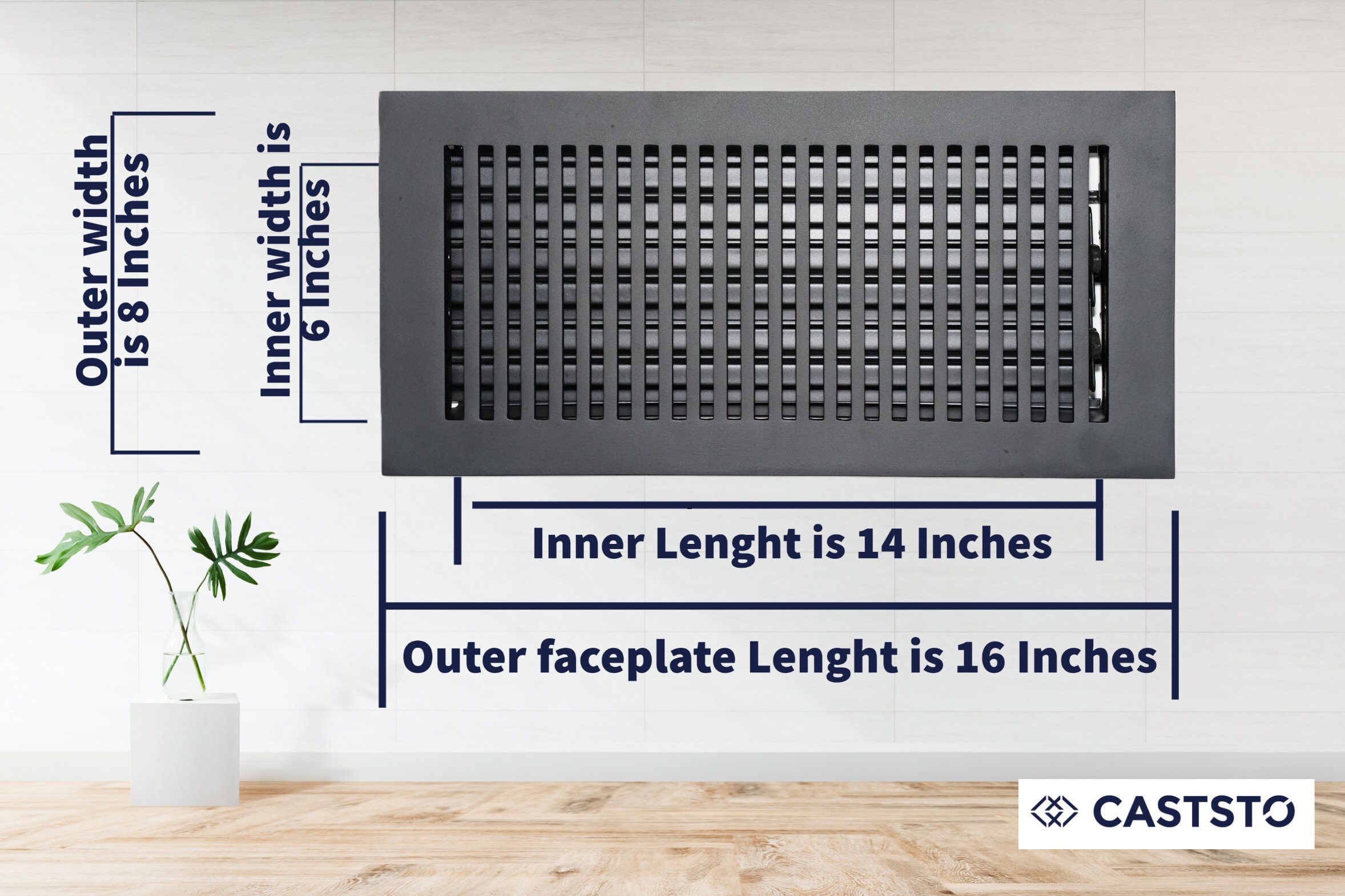 6x14 duct Opening Heavy Duty Cast Aluminum Floor Register With Air ...