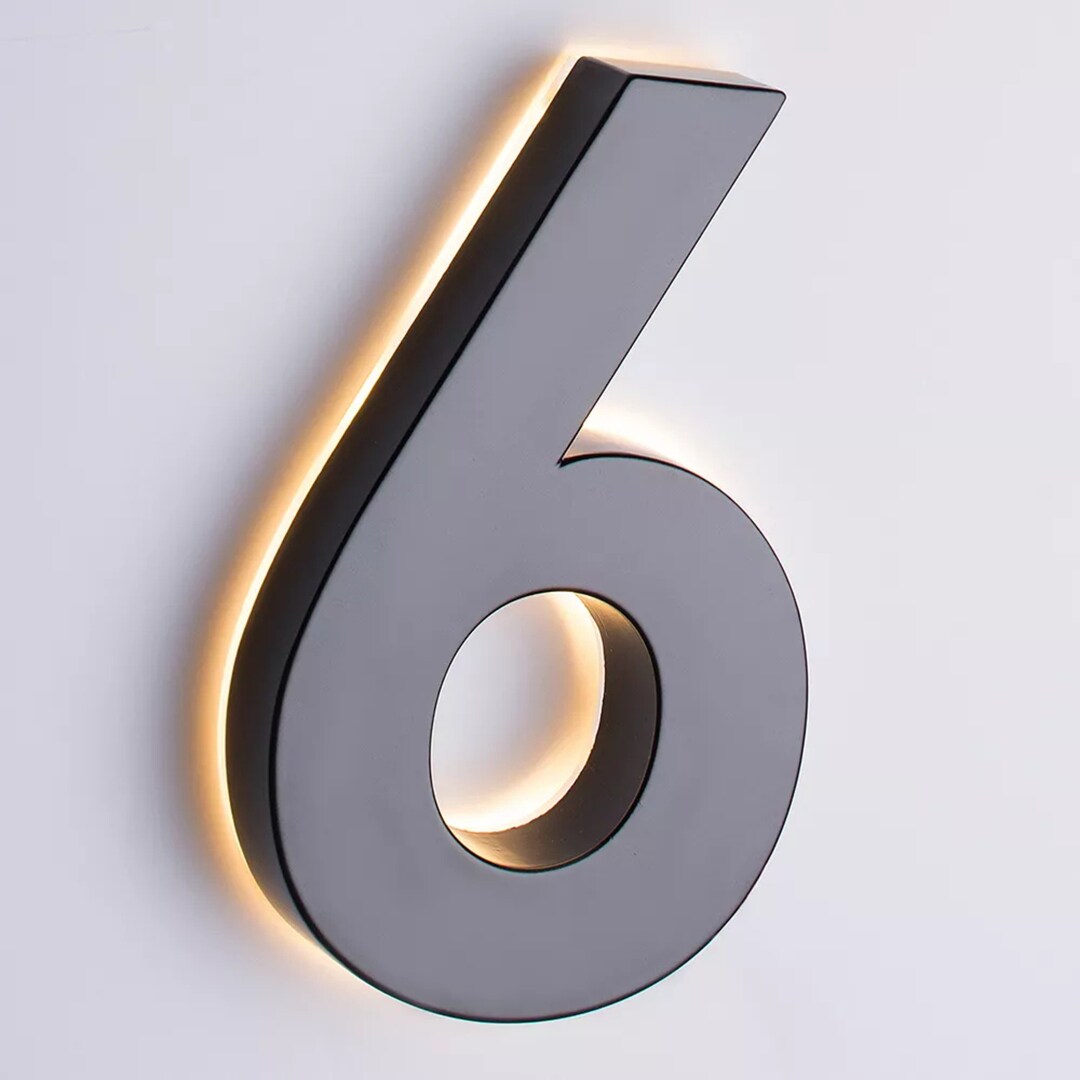Modern LED 6 Backlit House Number for Home 6 Address - Etsy
