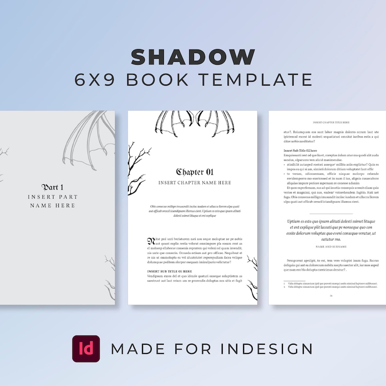 SHADOW Indesign Book Template | 6x9 Layout Formatting | Interior Pages ...