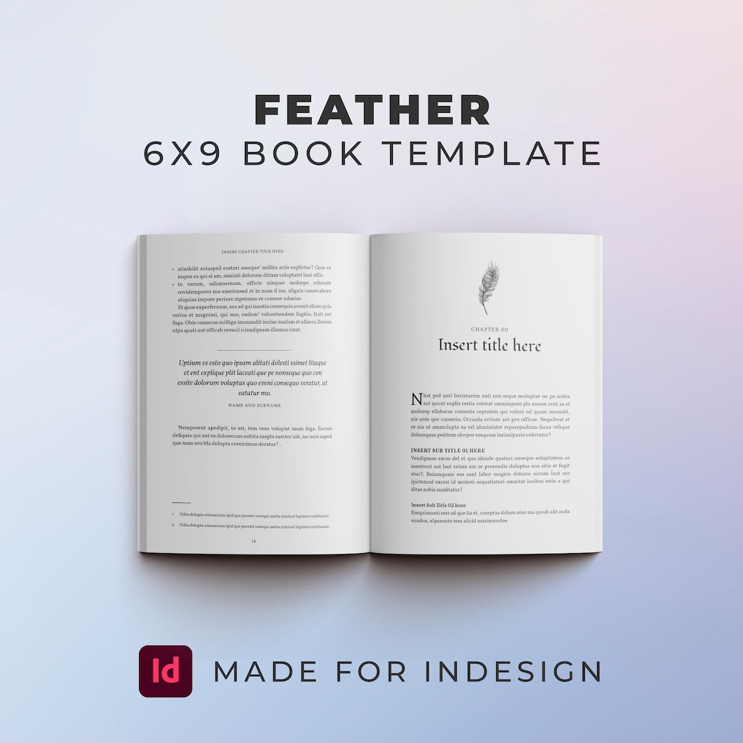 FEATHER Indesign Book Layout Template | 6x9 Interior Pages | KDP ...