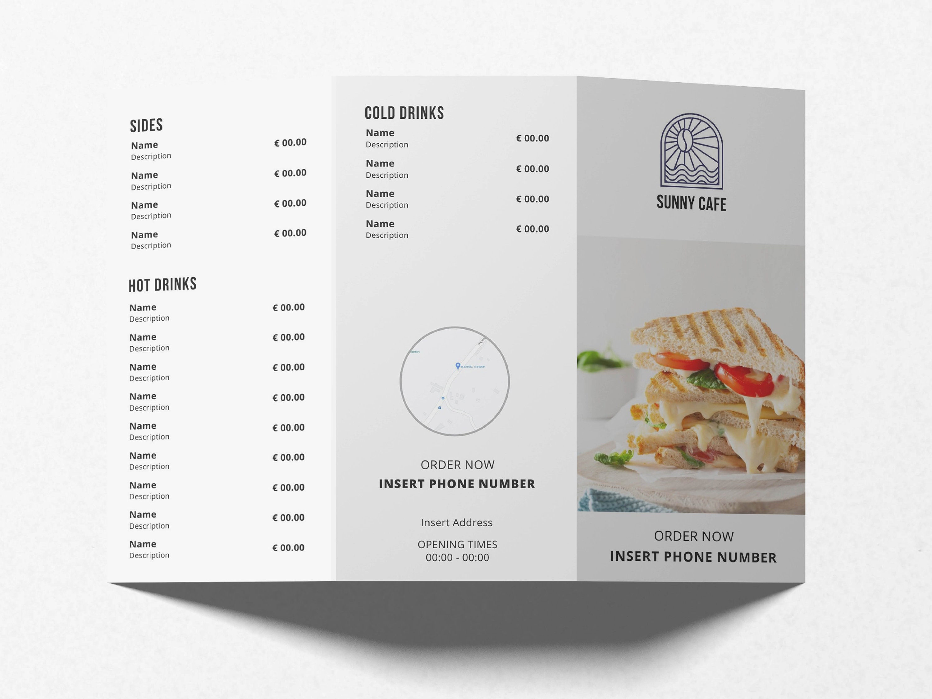 Editable Coffee Shop Menu Template in Canva - A4 Trifold Brochure for ...