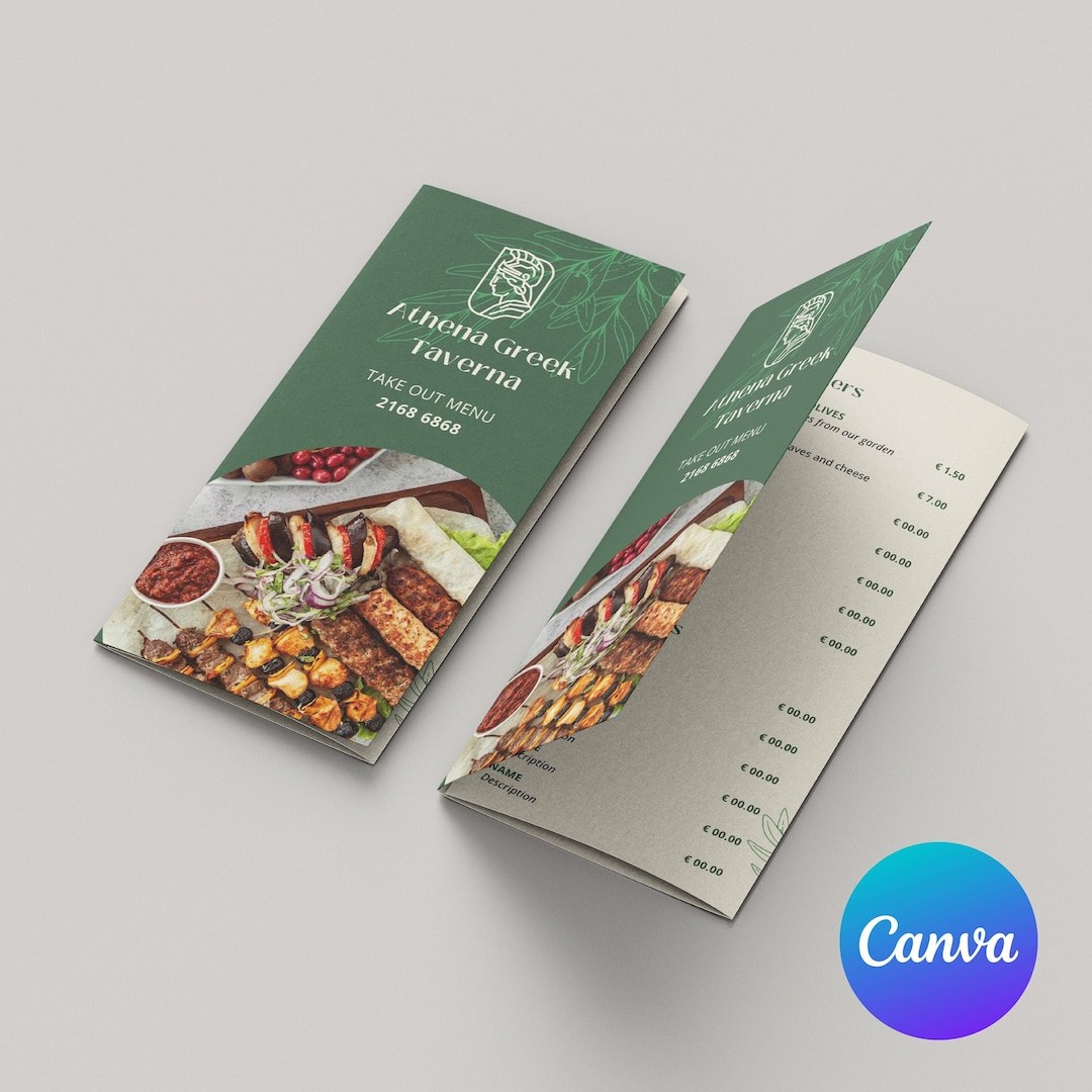 OLIVE Trifold Menu Template | Canva A4 Brochure | DIY Editable | Take ...