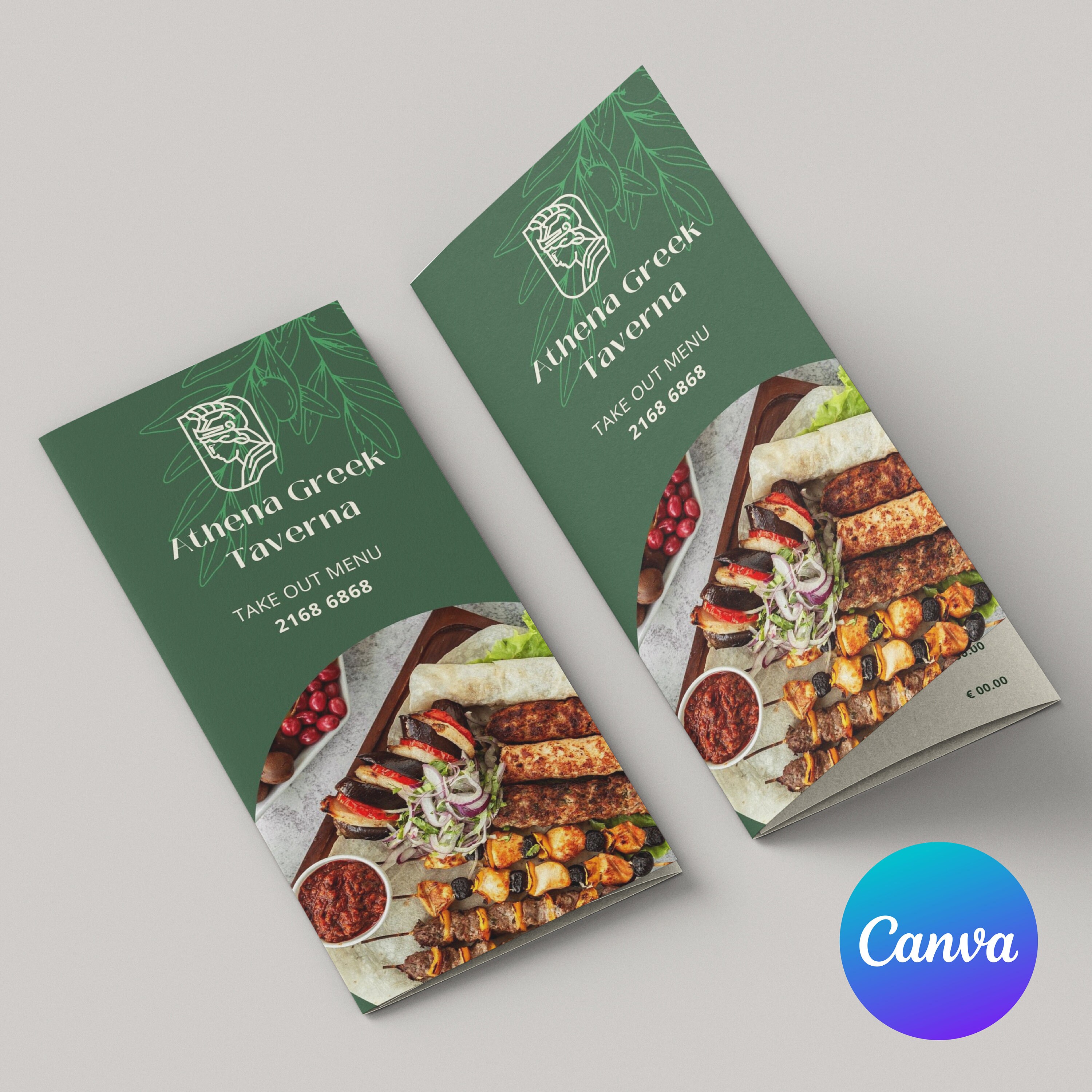 OLIVE Trifold Menu Template | Canva A4 Brochure | DIY Editable | Take ...