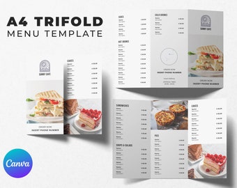 ORIENTAL Takeout Menu Template Canva A4 Trifold Brochure DIY Editable ...