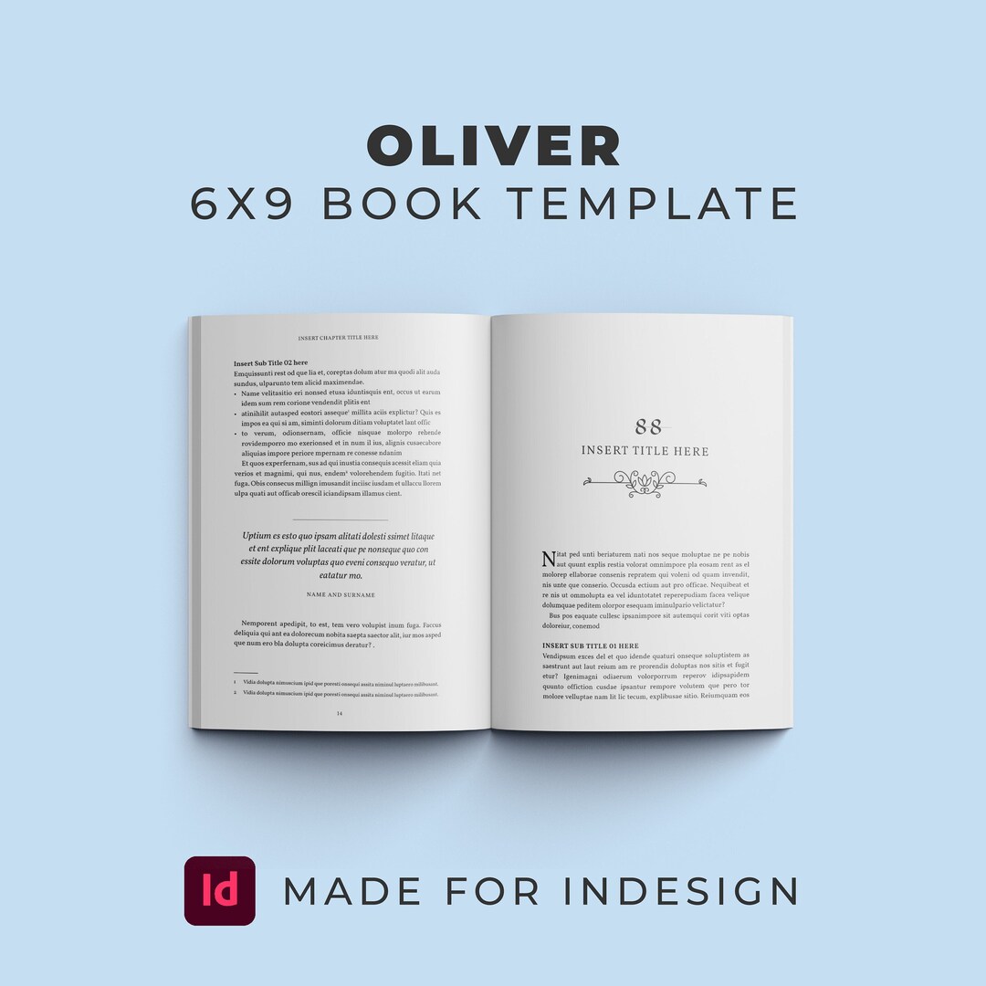 OLIVER Indesign Book Template | 6x9 Interior Pages| KDP | Novel | Self ...