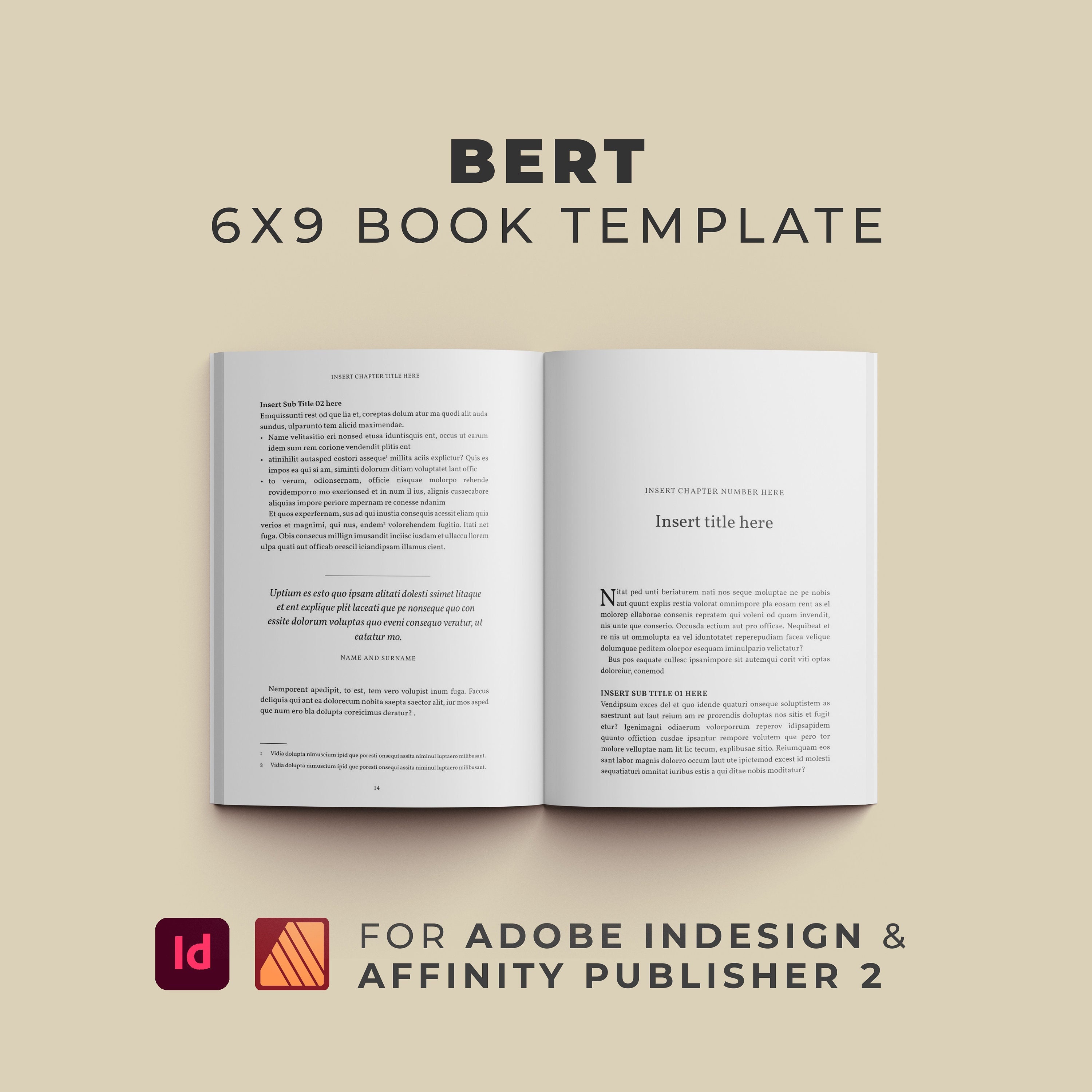 BERT Indesign Affinity Publisher Book Template | 6x9 Interior Pages ...