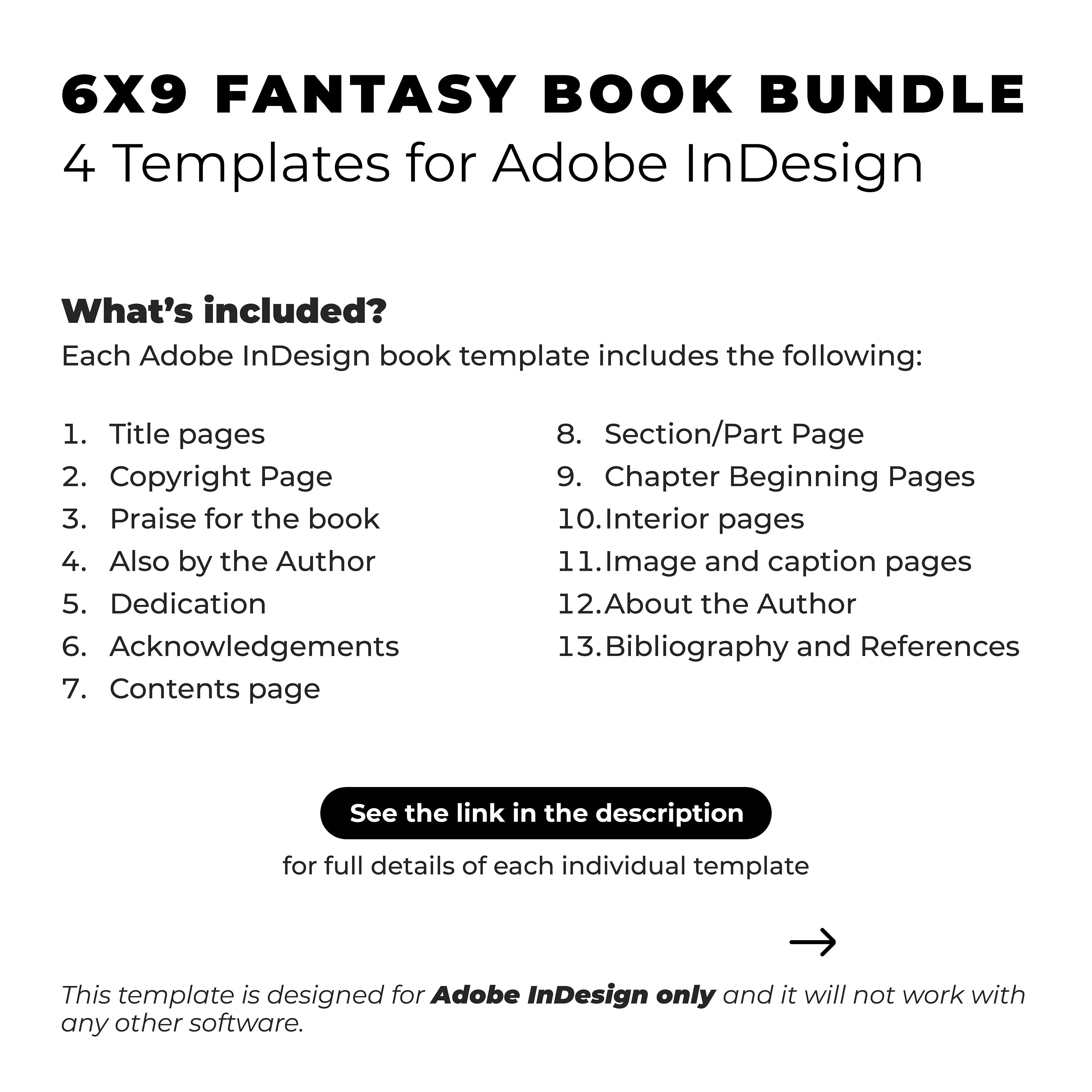 FANTASY BUNDLE Indesign Book Template | 6x9 Layout | Interior Pages ...