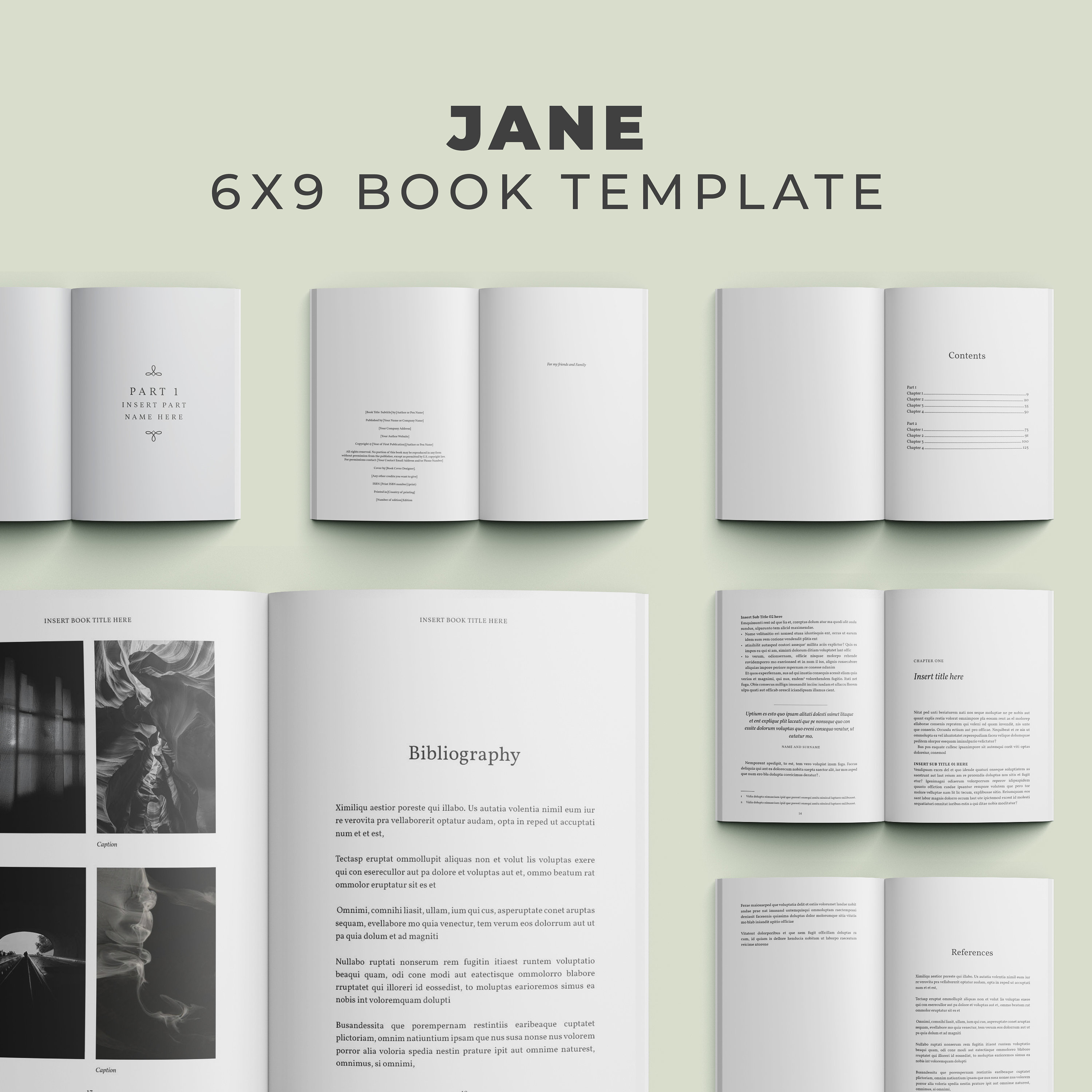 JANE Indesign Affinity Publisher Book Layout Template | 6x9 Interior ...