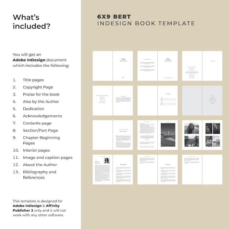 BERT Indesign Affinity Publisher Book Template | 6x9 Interior Pages ...