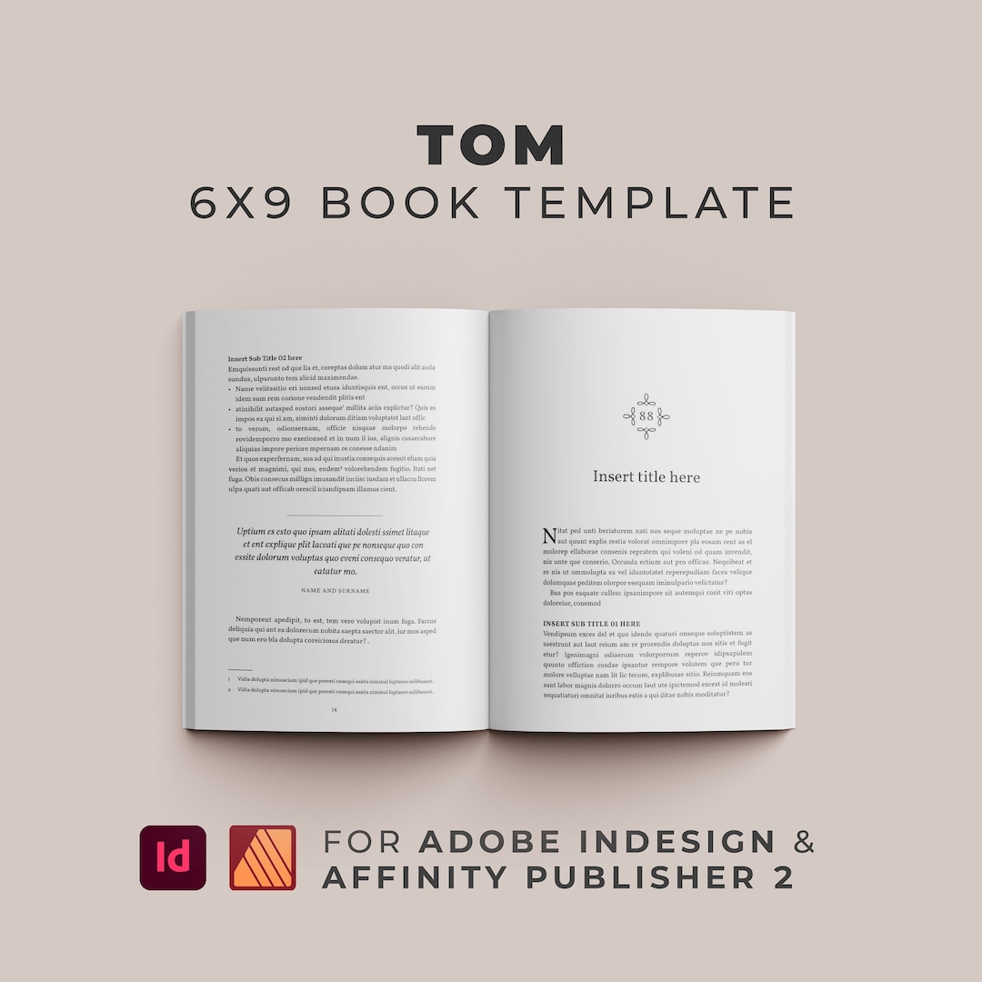 TOM Indesign Book Template | Affinity Publisher Layout | 6x9 Interior ...