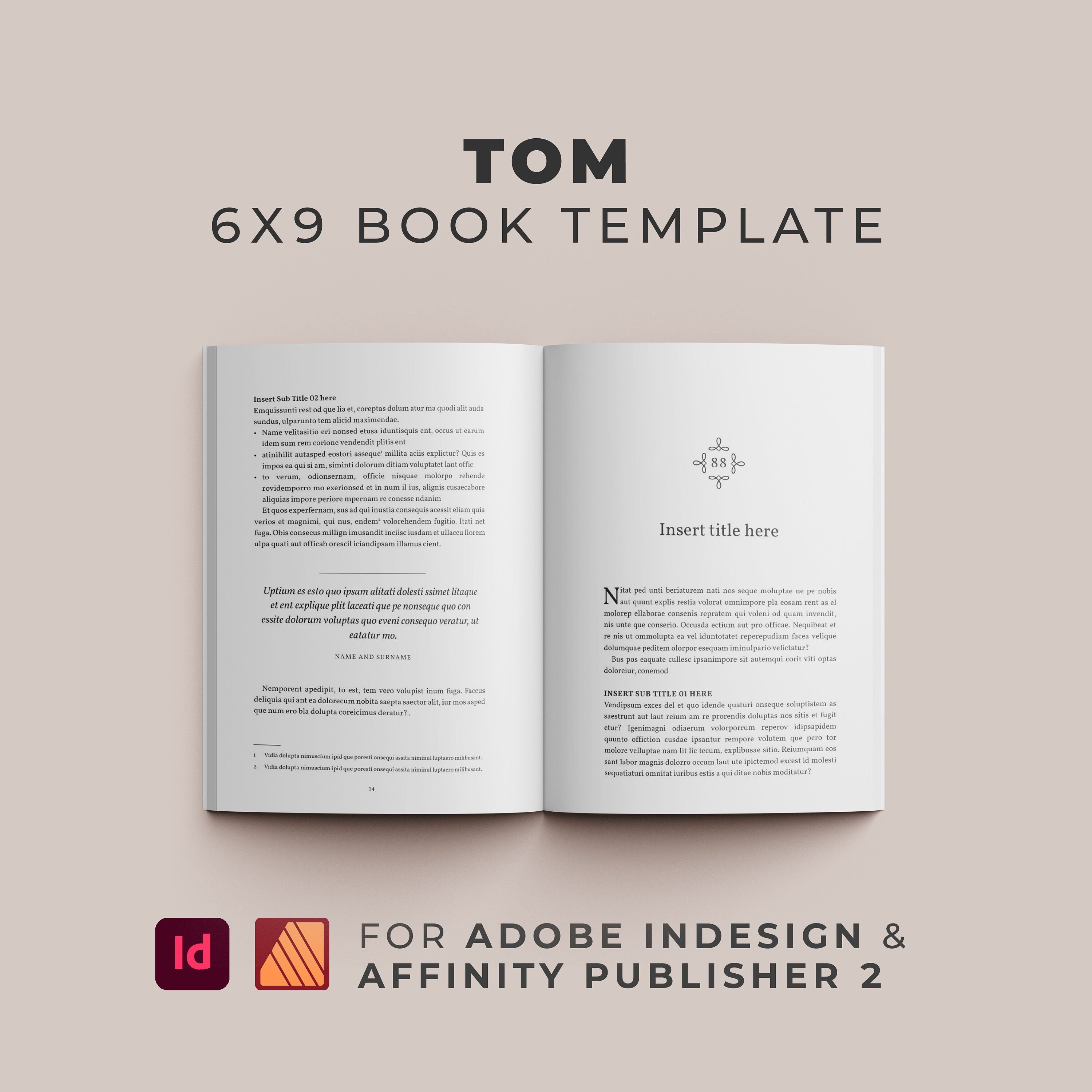 TOM Indesign Book Template | Affinity Publisher Layout | 6x9 Interior ...