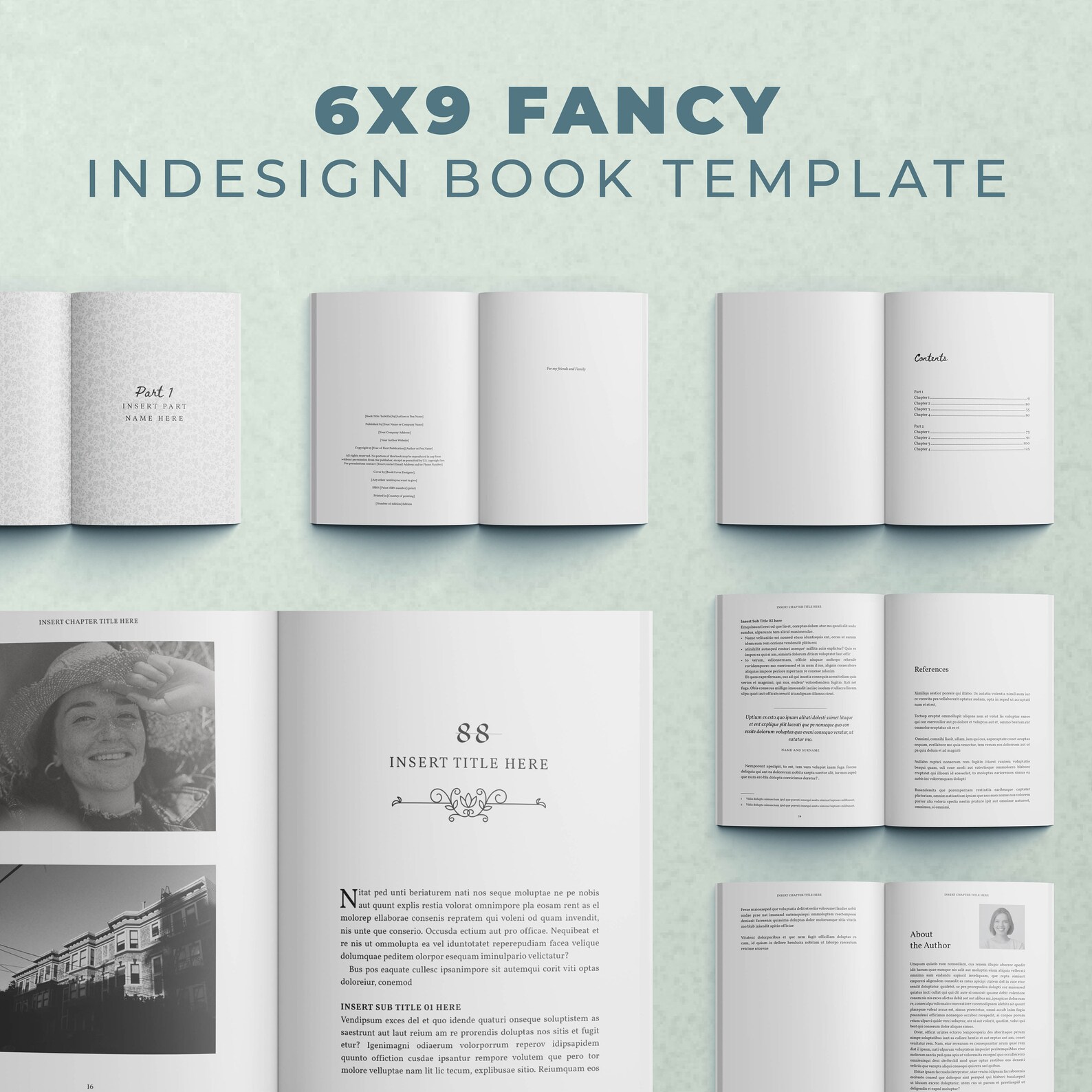 FANCY Indesign Book Template 6x9 Interior Pages Novel Self Publishing ...