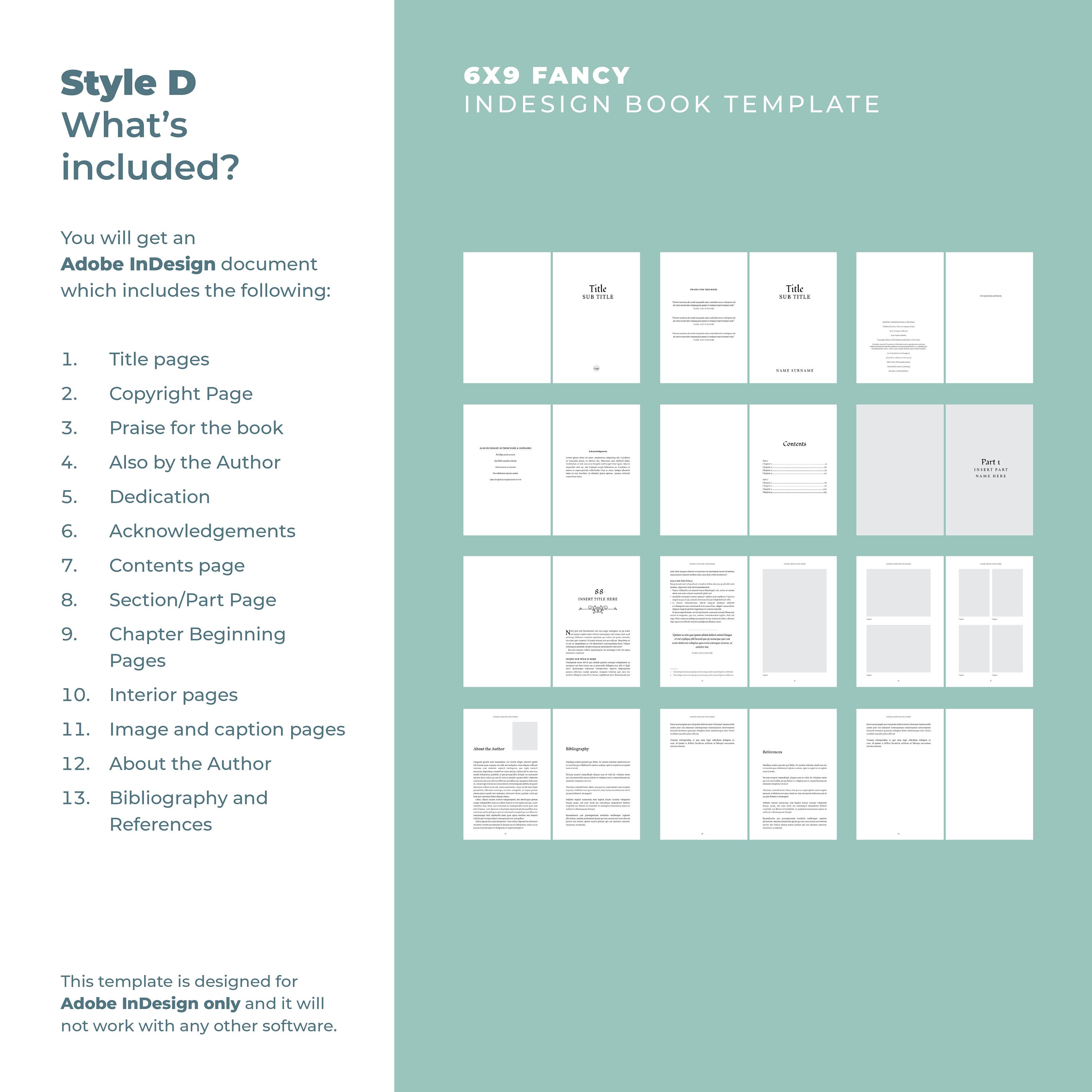 FANCY Indesign Book Template 6x9 Interior Pages Novel Self Publishing ...