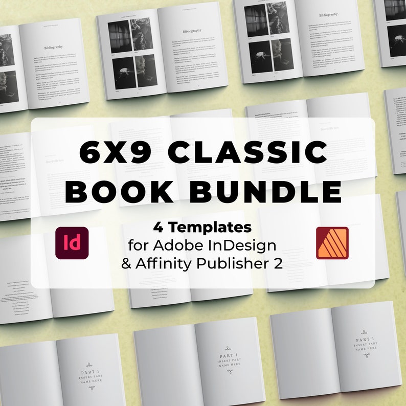 CLASSIC BUNDLE Indesign Book Template Affinity Publisher 6x9 Interior ...