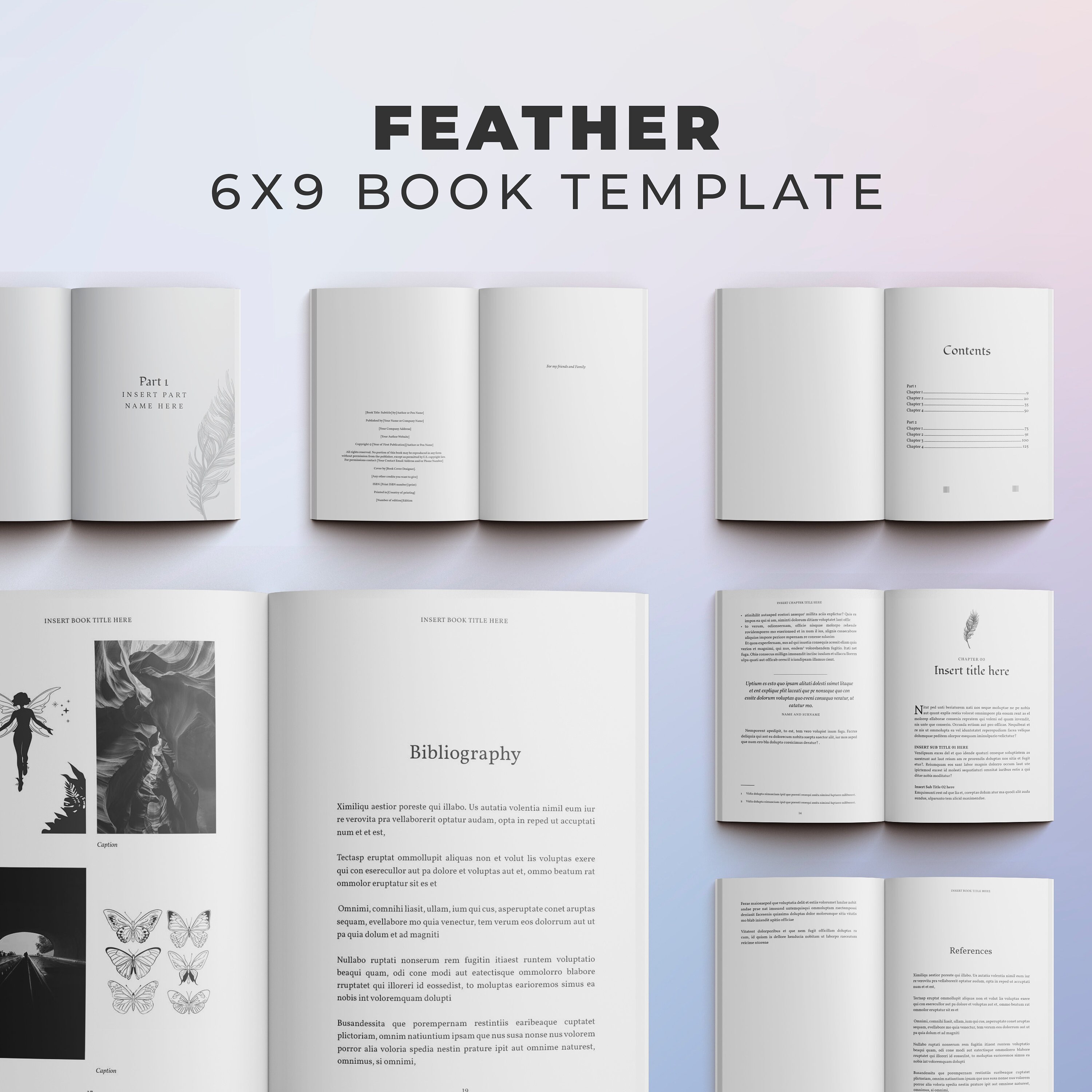 FEATHER Indesign Book Layout Template | 6x9 Interior Pages | KDP ...