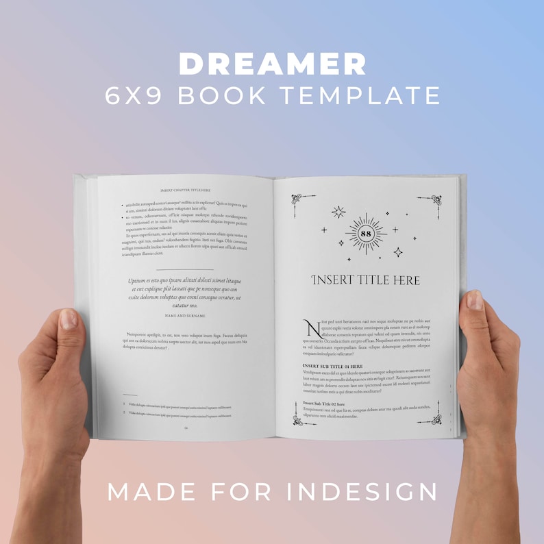 DREAMER Indesign Book Template 6x9 Interior Pages KDP Novel Self ...