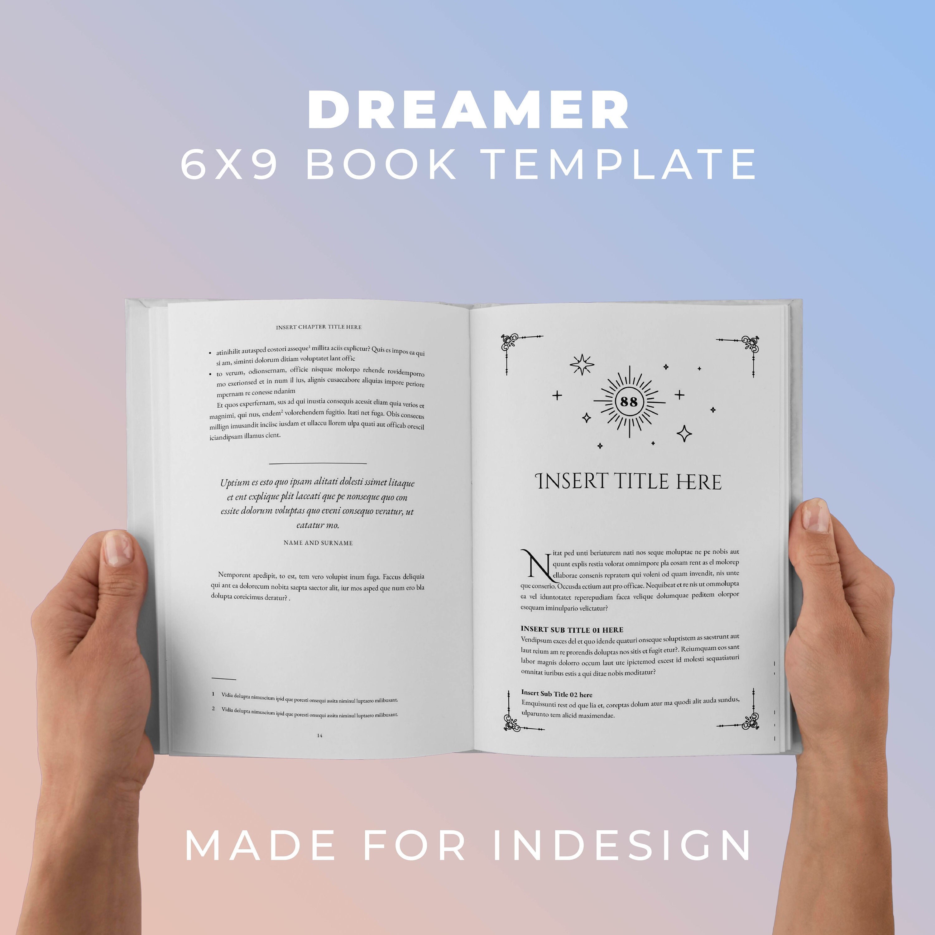 DREAMER Indesign Book Template 6x9 Interior Pages KDP Novel Self ...