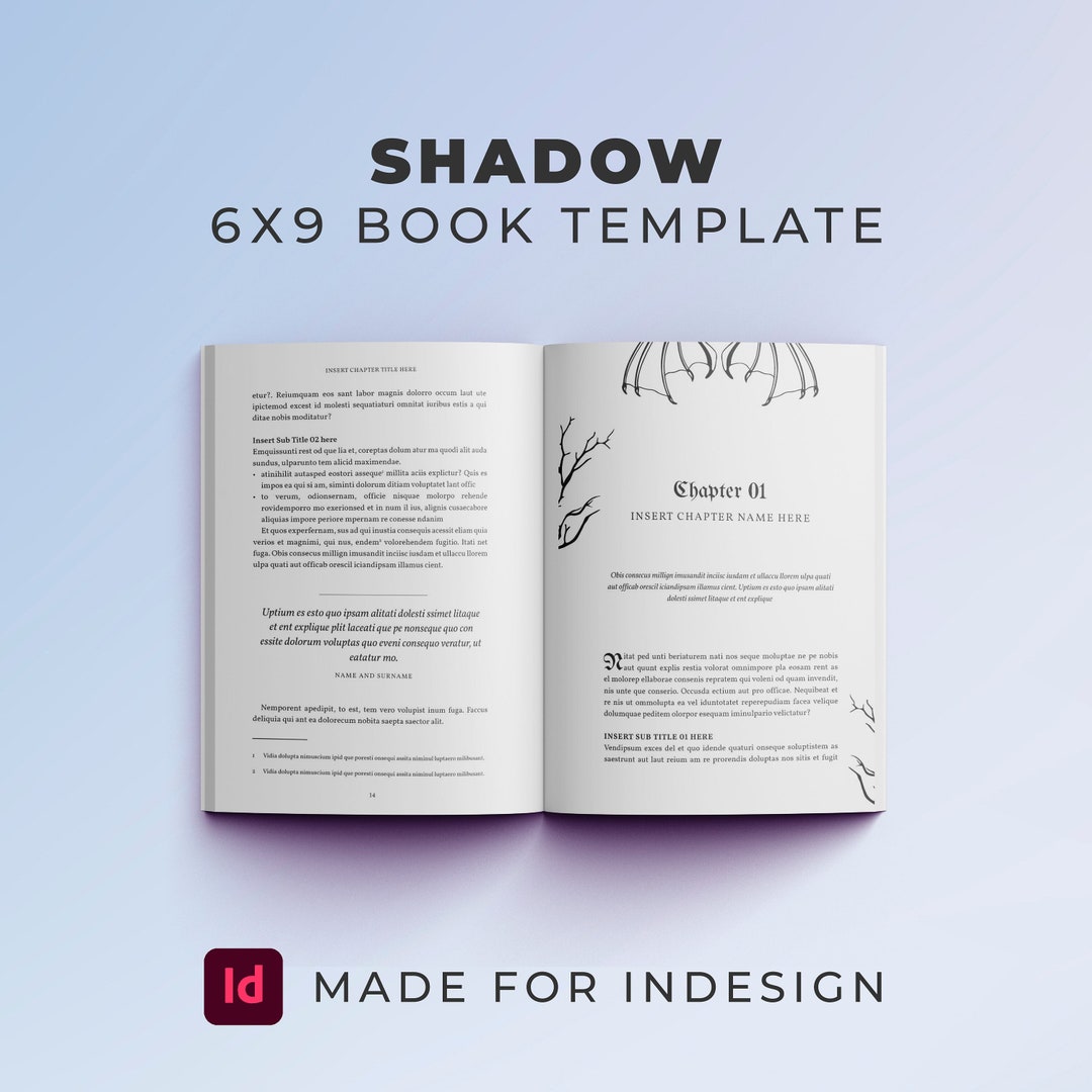 SHADOW Indesign Book Template 6x9 Layout Formatting Interior Pages Self ...