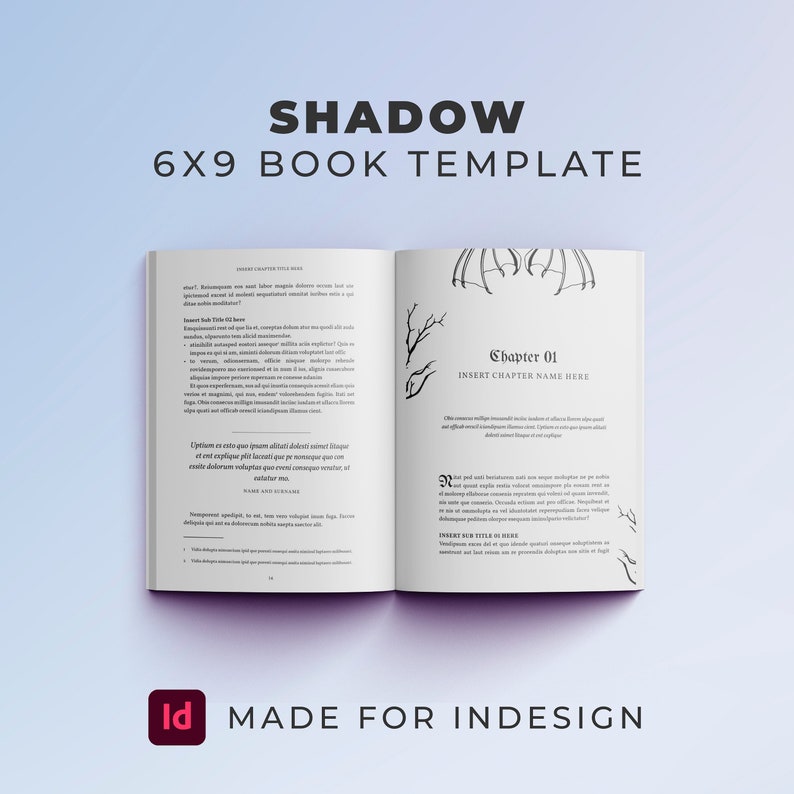 SHADOW Indesign Book Template 6x9 Layout Formatting Interior Pages Self ...