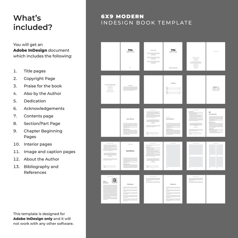 6x9 Modern Indesign Book Layout Template for Self Publishing - Etsy