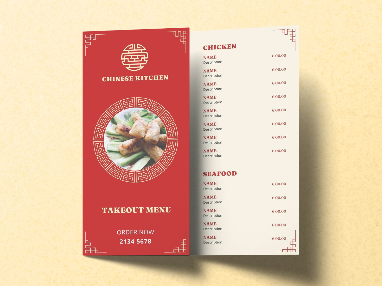 ORIENTAL Takeout Menu Template | Canva A4 Trifold Brochure | DIY ...