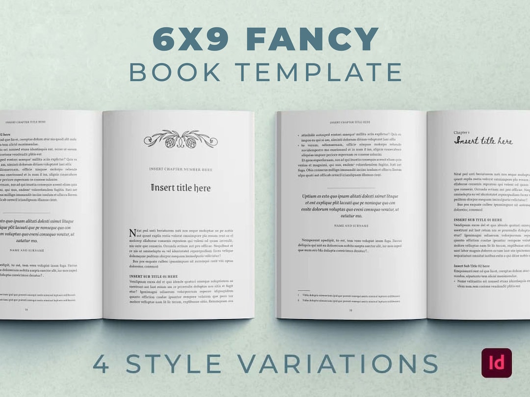 FANCY Indesign Book Template 6x9 Interior Pages Novel - Etsy