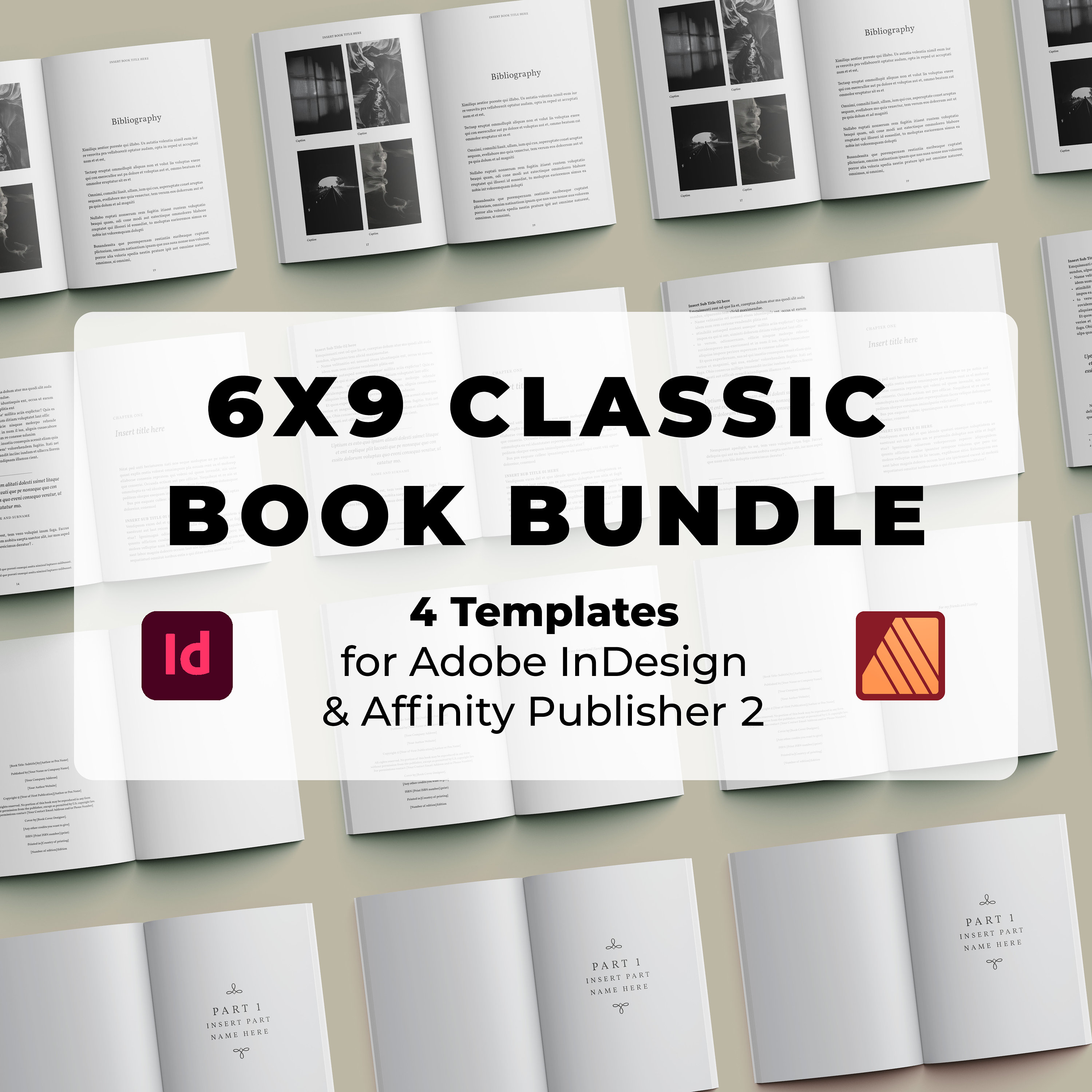 CLASSIC BUNDLE Indesign Book Template | Affinity Publisher | 6x9 ...