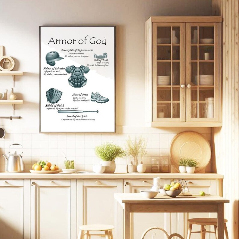 Baseball Poster, Armor of God Art - Modern Bible Verse Wall Art Prints ...
