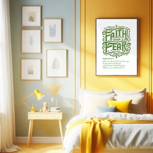 Faith Over Fear Wall Art Printable - Psalm Wall Art Print, Psalm Poster ...