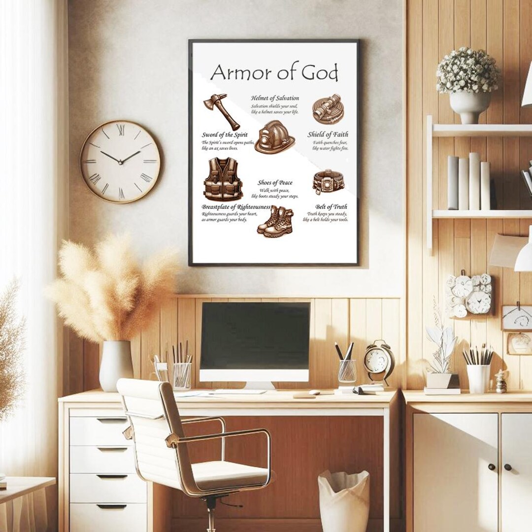 Firefighter Poster, Armor of God - Firefighter Motivation Wall Art ...
