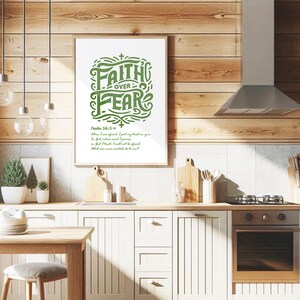 Faith Over Fear Wall Art Printable - Psalm Wall Art Print, Psalm Poster ...