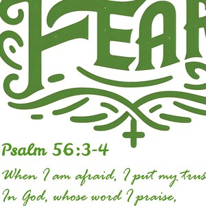 Faith Over Fear Wall Art Printable - Psalm Wall Art Print, Psalm Poster ...