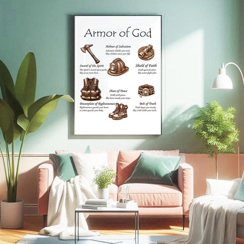 Firefighter Poster, Armor of God - Firefighter Motivation Wall Art ...
