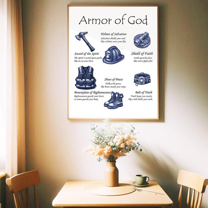 Inspirational Quote, Firefighter Poster - Armor of God Wall Art ...