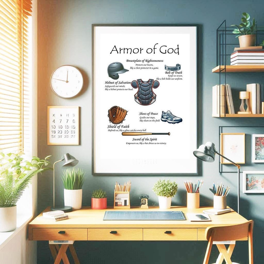 Armor of God Wall Art, Baseball Inspiration Christian Wall Decorations ...